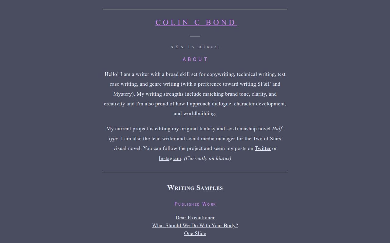 Colin Bond Portfolio